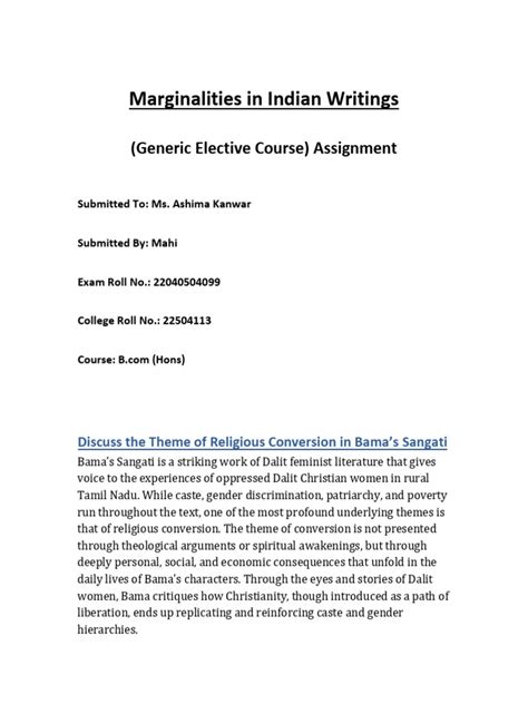 Mahi 22504113 Sem 6 Ge Assignment 1 Pdf Dalit Caste