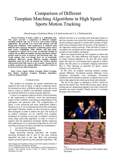 Pdf Comparison Of Different Template Matching Algorithms In High