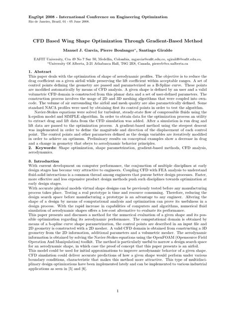 cfd based wing shape optimization throug pdf