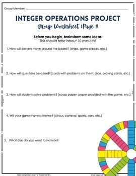 Integer Operations Math Project Cooperative Learning Activity TPT
