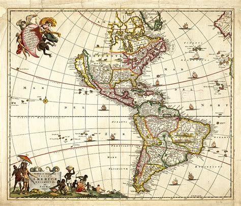 1670 America Antique Map — Museum Outlets
