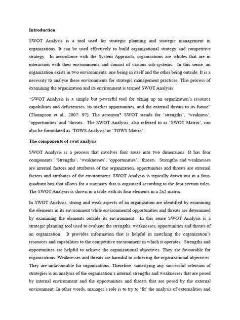 swot analysis pdf swot analysis strategic management