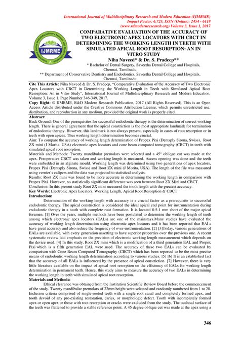 Pdf Comparative Evaluation Of The Accuracy Of Two Electronic Apex Locators With Cbct In