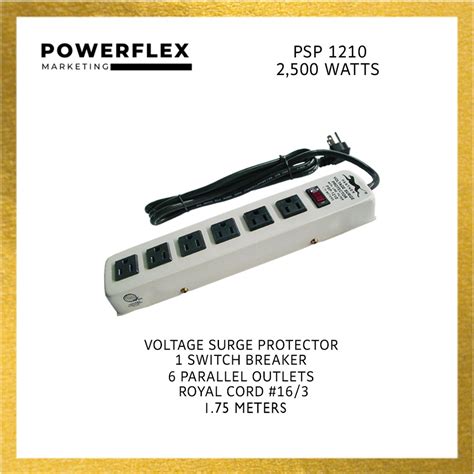 Psp 1210 Voltage Surge Protector W 1 Switch Breaker 6 Outlets 1 75 Meters Shopee Philippines