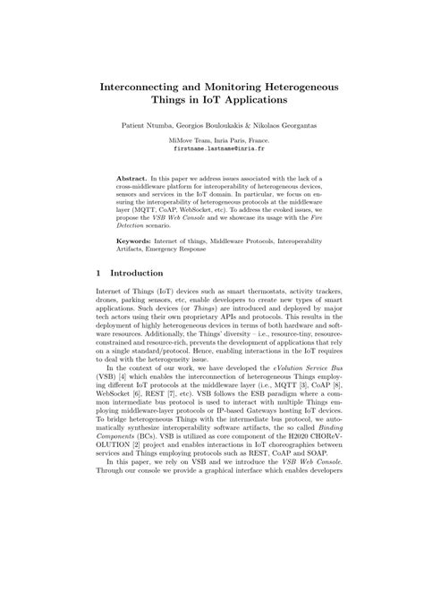 Pdf Interconnecting And Monitoring Heterogeneous Things In Iot