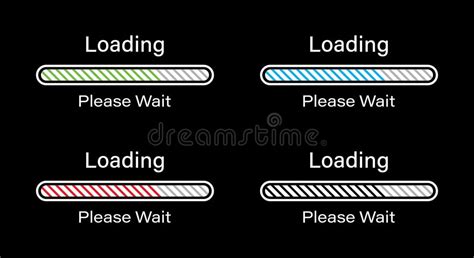 Rounded Rectangular Bar Loading With Tilted Lines Please Wait Symbol Icon Set In Green Blue