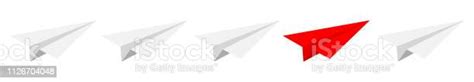 종이 접기 종이 비행기 아이콘 세트 백색과 빨강 색입니다 수 제 장난감 선입니다 평면 디자인입니다 흰색 배경입니다 격리 0명에 대한 스톡 벡터 아트 및 기타 이미지 Istock