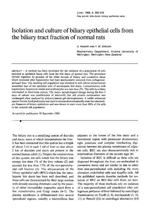 pdf isolation and culture of biliary epithelial cells from the