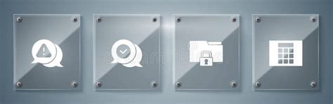 Set Password Protection Folder And Lock Check Mark In Speech Bubble And Exclamation Triangle