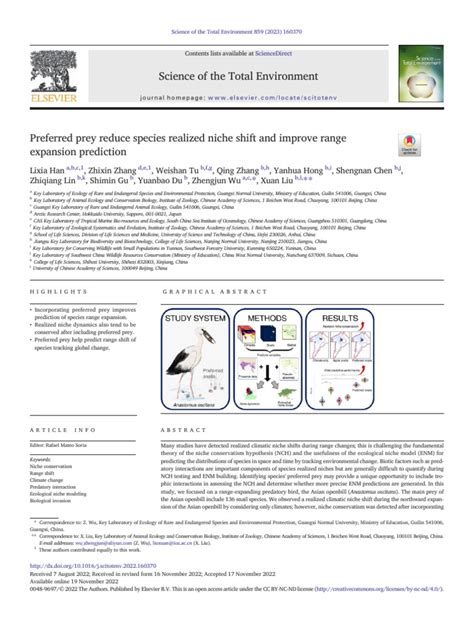 Preferred Prey Reduce Species Realized Niche Shift And Improve Range Expansion Prediction Pdf