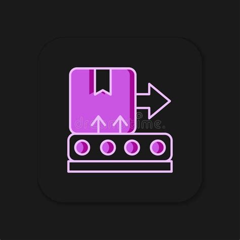 Filled Outline Conveyor Belt With Cardboard Box Icon Isolated On Black