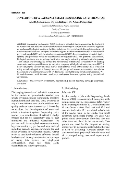 Pdf Smart Sequencing Batch Reactor
