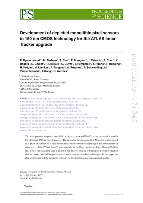 Pdf Development Of Depleted Monolithic Pixel Sensors In 150 Nm Cmos