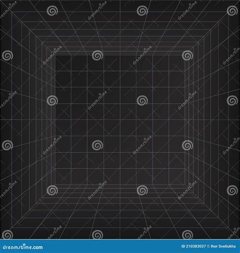 Perspective Grid Room Wireframe Abstract Cube Data Digital