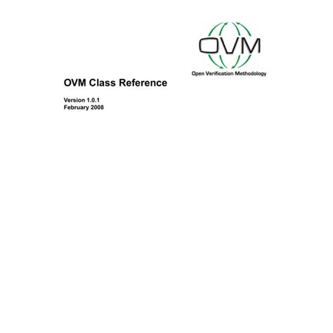 Ovm Class Reference Version 101 February 2008