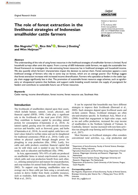 Pdf The Role Of Forest Extraction In The Livelihood Strategies Of