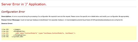 Asp Net Parser Error Message Could Not Load Type ContextModule Stack Overflow