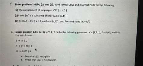 Solved 2 Sipser Problem 26 B C And D Give Formal