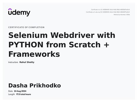 Completed The Course Selenium Webdriver With Python By Rahul Shetty