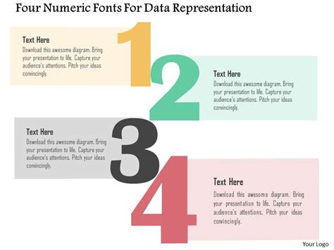 four numeric fonts for data representation flat powerpoint design
