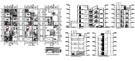 Residential Building Structure Detail Plan Section And Elevation 2d View Autocad File