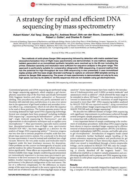Pdf A Strategy For Rapid And Efficient Dna Sequencing By Mass