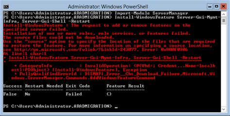 Troubleshooting Transfer Windows 2012 Core Server To 2012 Gui Unable To Find The Source Files