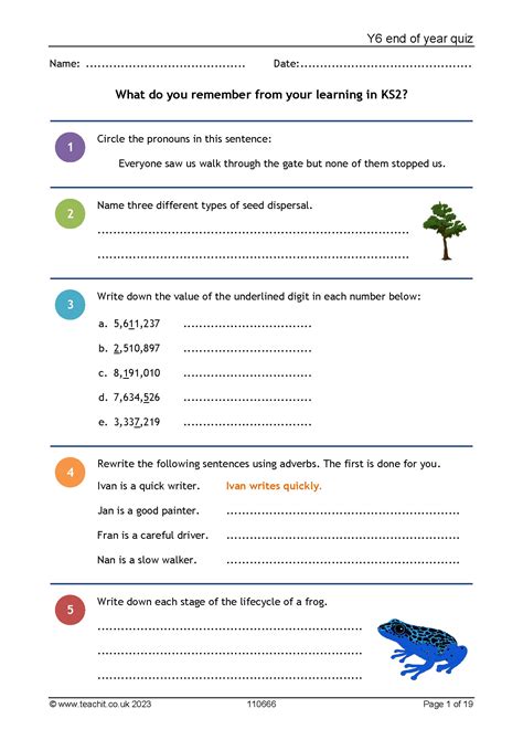 Year 6 Quiz End Of Ks2 Assessment Primary Teachit
