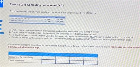 solved exercise 2 15 computing net income lo a1 a
