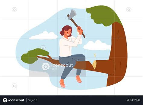 Woman Cutting Tree Illustration Free Download People Illustrations