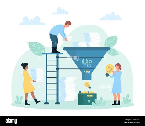 Office Paperwork Generator And Conversion Of Creative Ideas Vector Illustration Cartoon Tiny