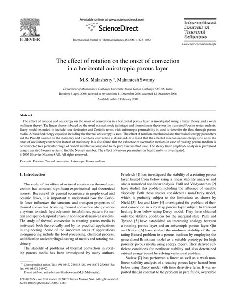 Pdf The Effect Of Rotation On The Onset Of Convection In A Horizontal