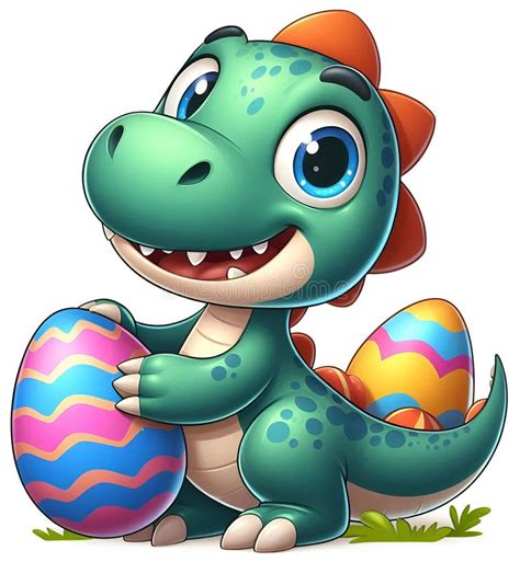 Cute Dino With Easter Eggs A Spring Holiday Fun The Picture Is