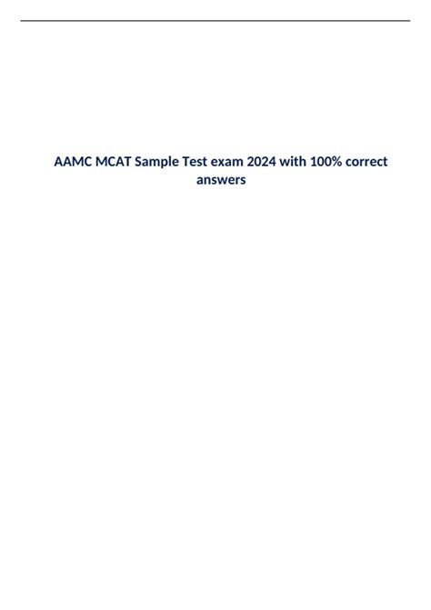 Aamc Mcat Sample Test Exam 2024 With 100 Correct Answers Aamc Stuvia Us