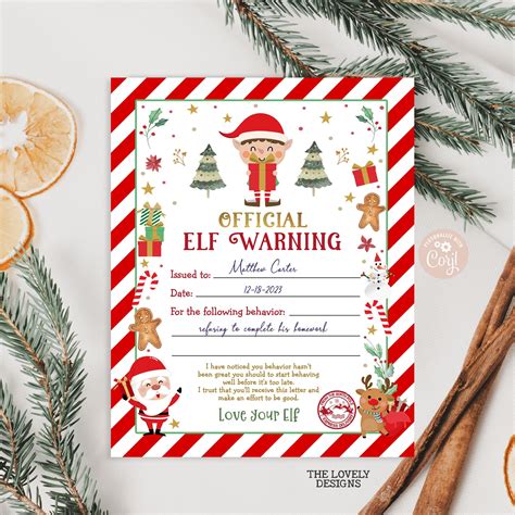 Editable Elf Warning Letter Elf Behavior Letter Official Elf Warning Elf Report Christmas Letter
