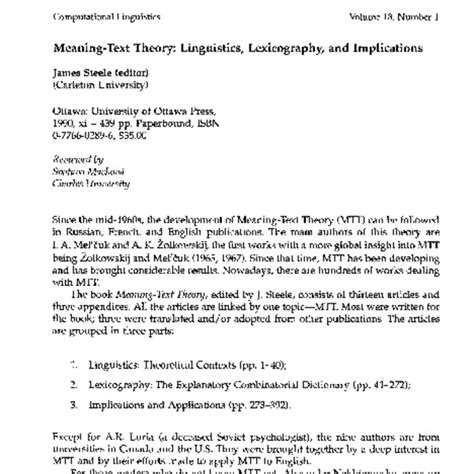 meaning text theory acl anthology