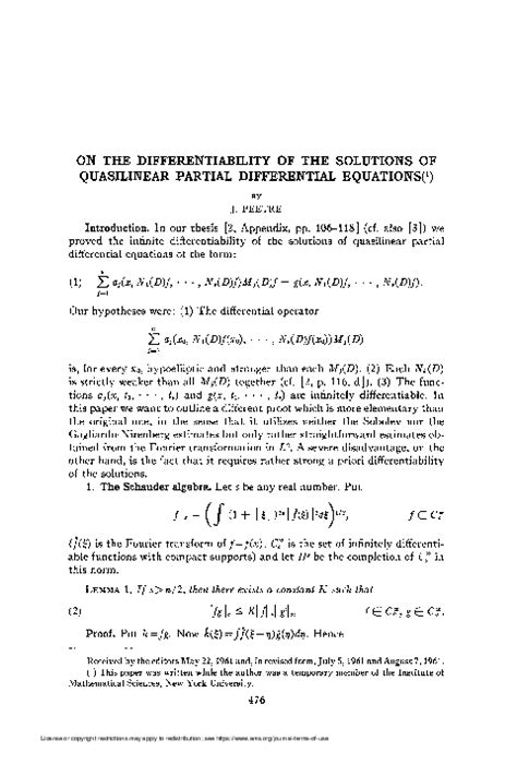Pdf On The Differentiability Of The Solutions Of Quasilinear Partial Differential Equations