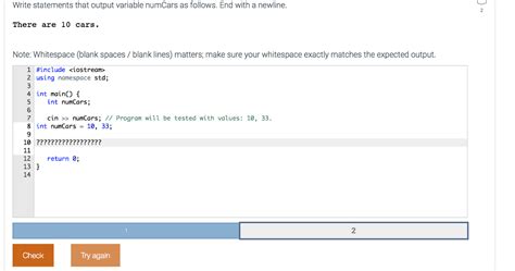 Solved Write Statements That Output Variable Numcars As