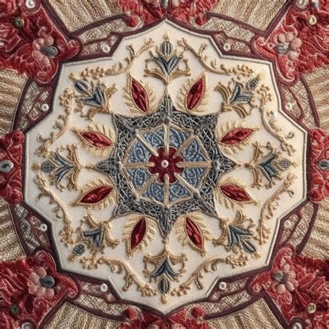 Premium Ai Image Fabric Textile Art Retro Tile Ancient Ornate