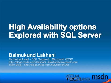 PPT High Availability Options Explored With SQL Server PowerPoint Presentation ID 285921