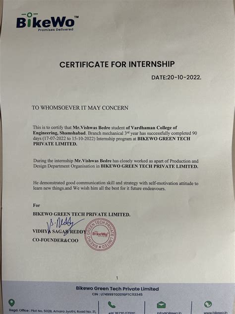 Linkedin Vishwas Bedre 페이지 Internship Engineering