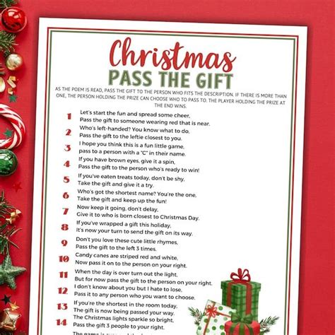 Christmas Pass The Parcel Party Game Xmas Party Printable Game Fun