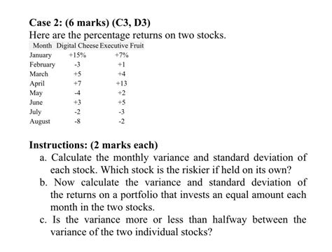 Solved A Calculate The Monthly Variance And Standard Chegg Com