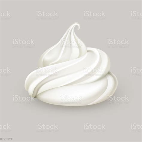 벡터 사실적인 화이트 휘핑 크림 디저트 컵 케이크 소프트 제공 아이스크림 닫기 에 고립 된 배경 3차원 형태에 대한 스톡 벡터 아트 및 기타 이미지 Istock