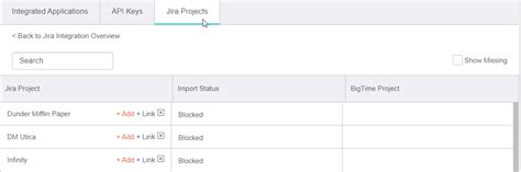 Jira Project Integration Screen Bigtime Software
