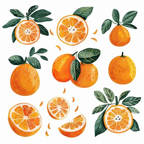 Tangerine Vector Set Simple And Minima Premium Ai Generated Vector