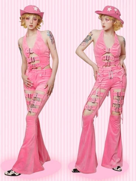 Pink Cutout Barbiecore Fishtail Pants