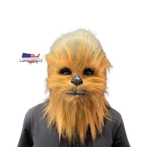 Halloween Chewbacca Full Head Latex Mask With Realistic Hair Etsy