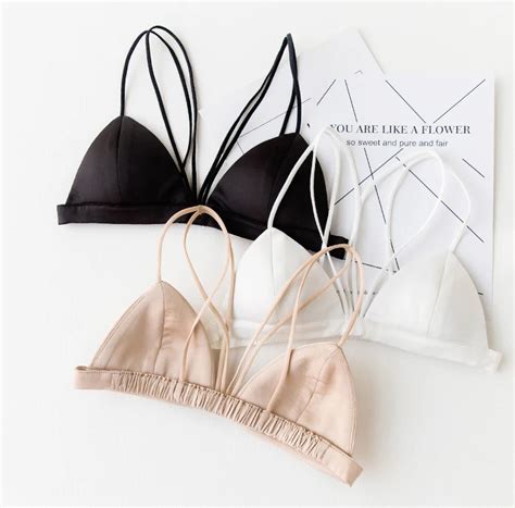 Seamless Wire Free Triangle Cup Satin Bras For Womens Sexy Summer Pink