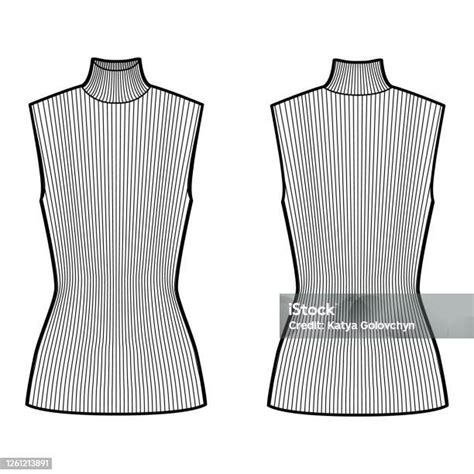 터틀넥 리브 스웨터 테크니컬 패션 일러스트 튜닉 길이 바디 민소매 점퍼 0명에 대한 스톡 벡터 아트 및 기타 이미지 0명 T 셔츠 검은색 Istock